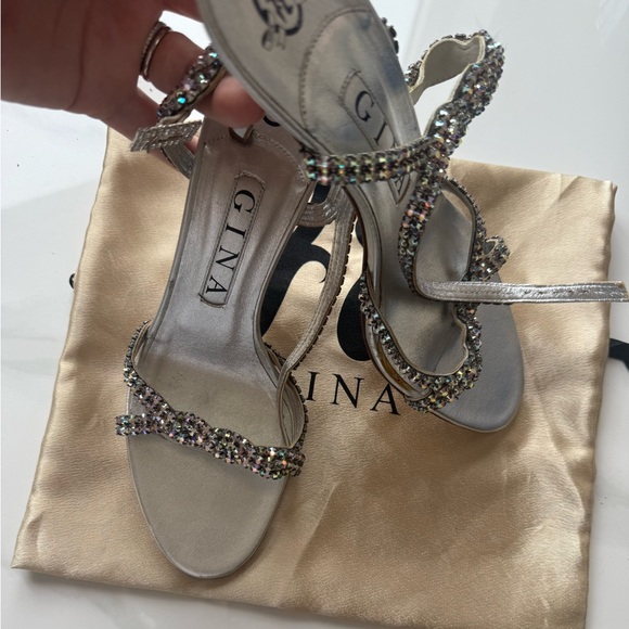 Gina | Shoes | Gina Silver Embellished Heels | Poshmark